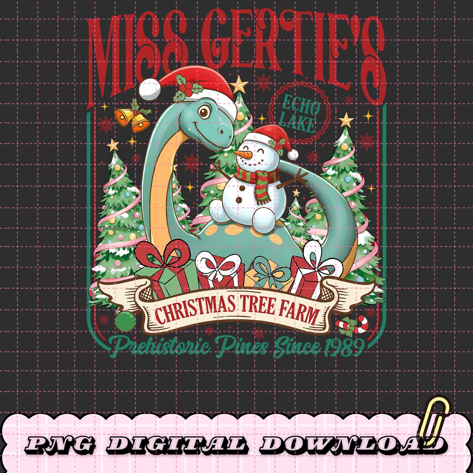 Gertie Dinosaur Christmas Tree Farm PNG Download, Theme Park Christmas ...