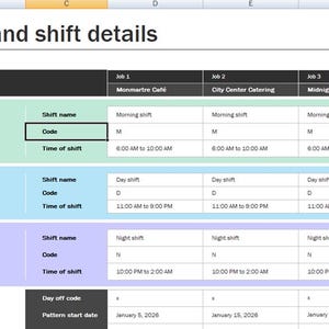 2026 Excel Shift Work Calendar | Employee Schedule Planner (digital ...