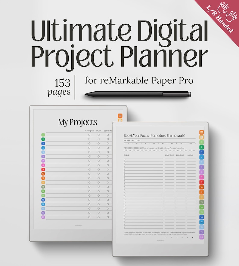 Remarkable Paper Pro, Project Planner Templates PDF, Digital Planner ...