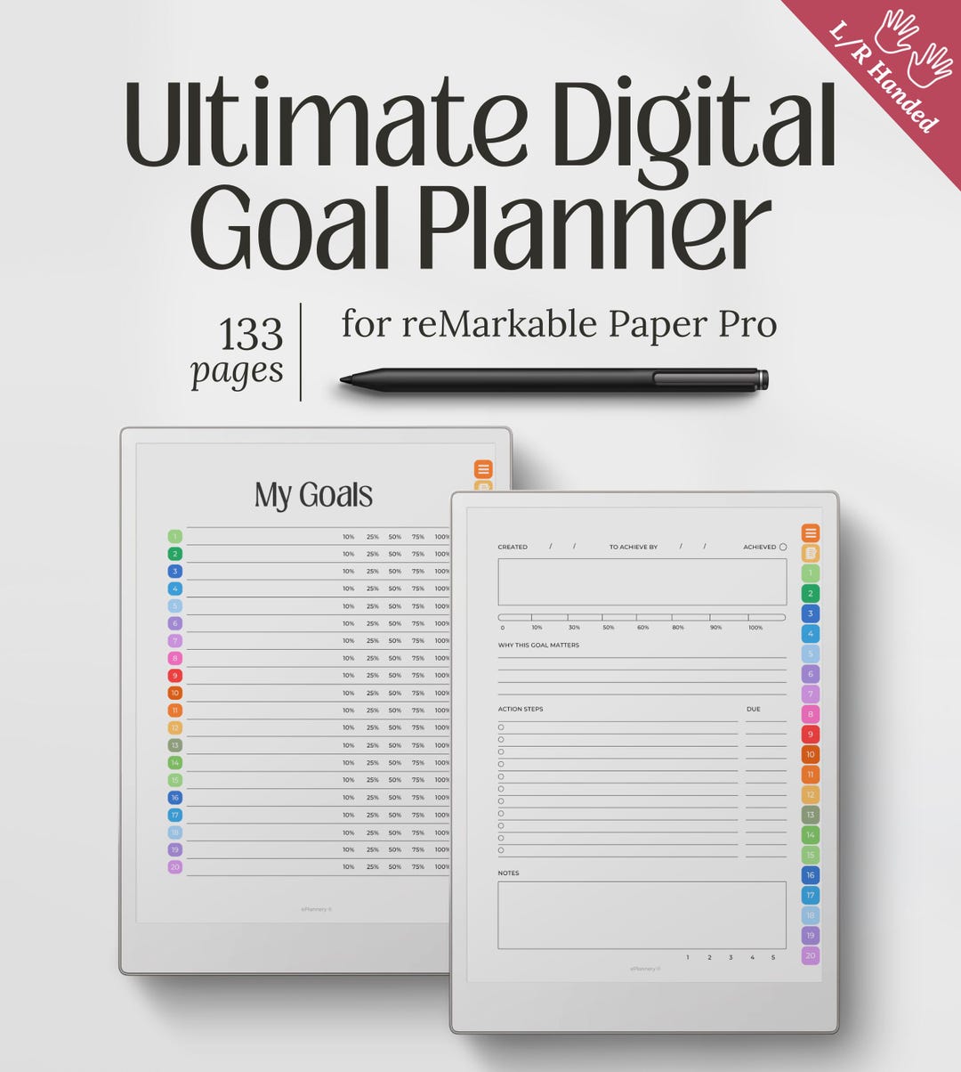 Templates for Remarkable Paper Pro, Goal Setting, PDF Digital Planner ...