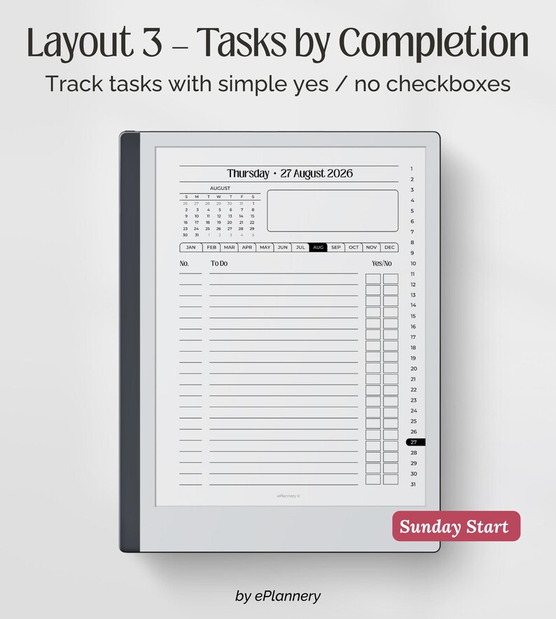 Templates for Remarkable 2, to Do List Pages, 2026 Task Planner, PDF ...