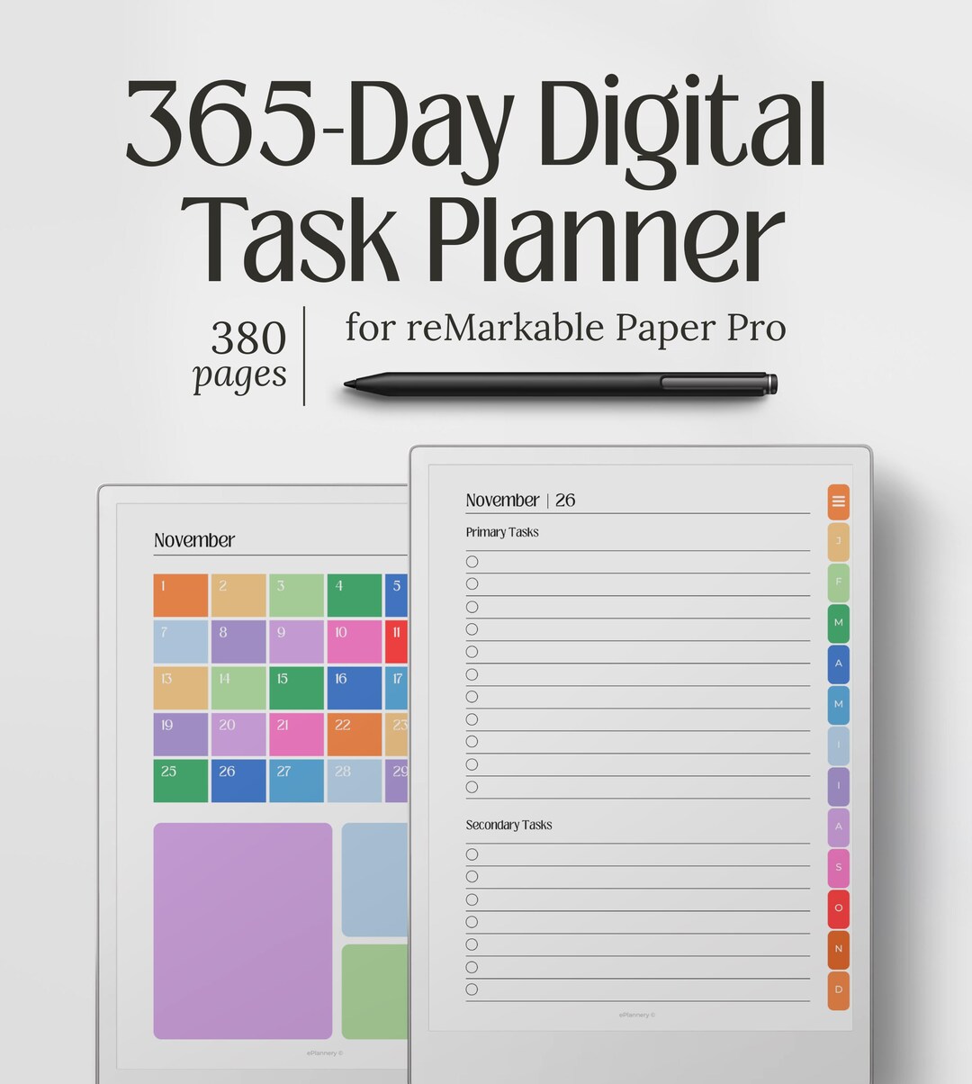 365-day Task Planner for Remarkable Paper Pro, Undated Digital Daily ...