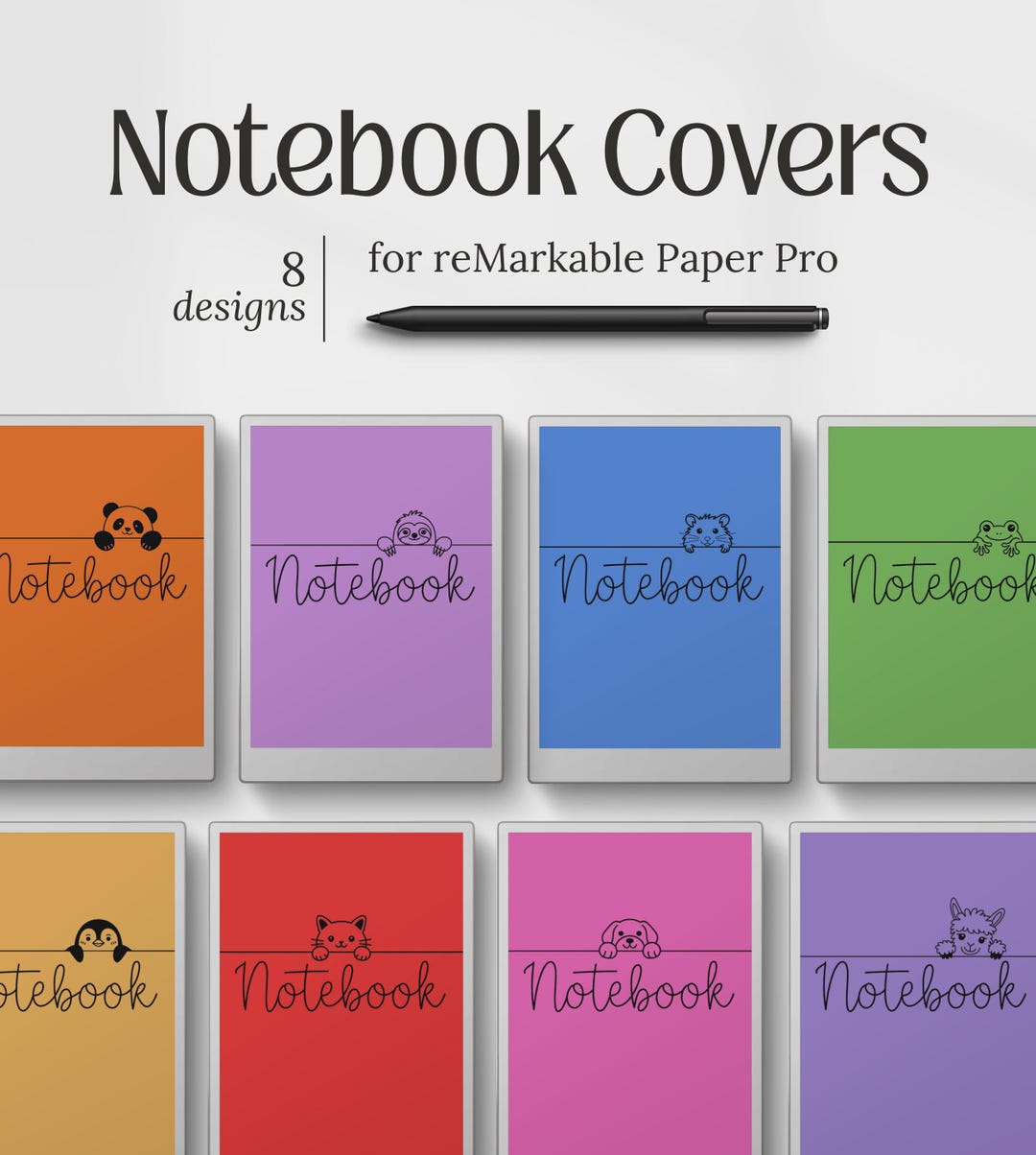 Remarkable Paper Pro, Digital Notebook Covers, 8 Cover Designs Bundle ...