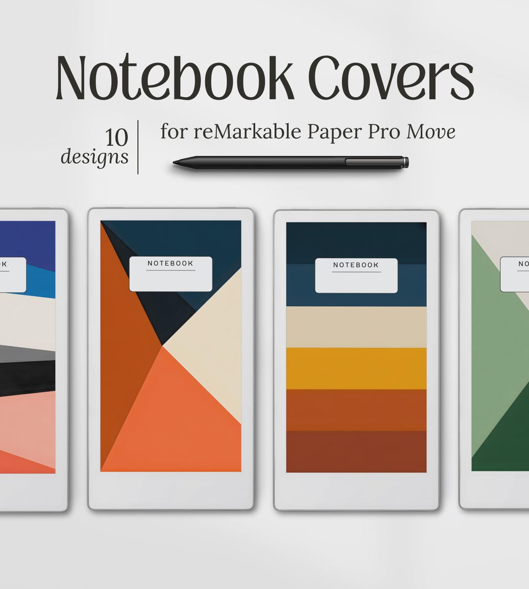 Remarkable Paper Pro Move, Geometric Notebook Covers, Color Block ...