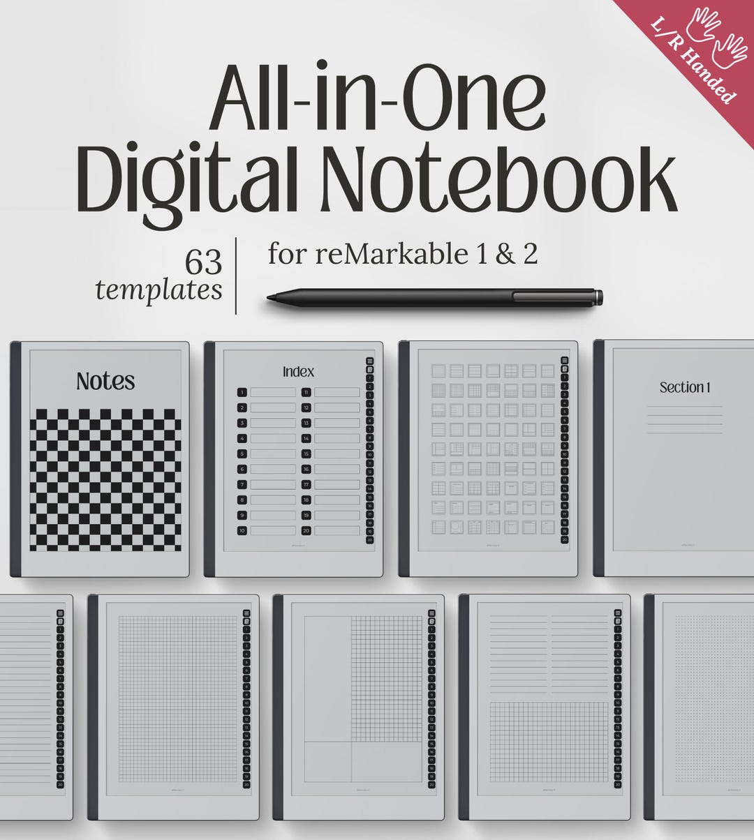 Remarkable 2 Templates, Digital Notebook, Hyperlinked E-ink Templates ...