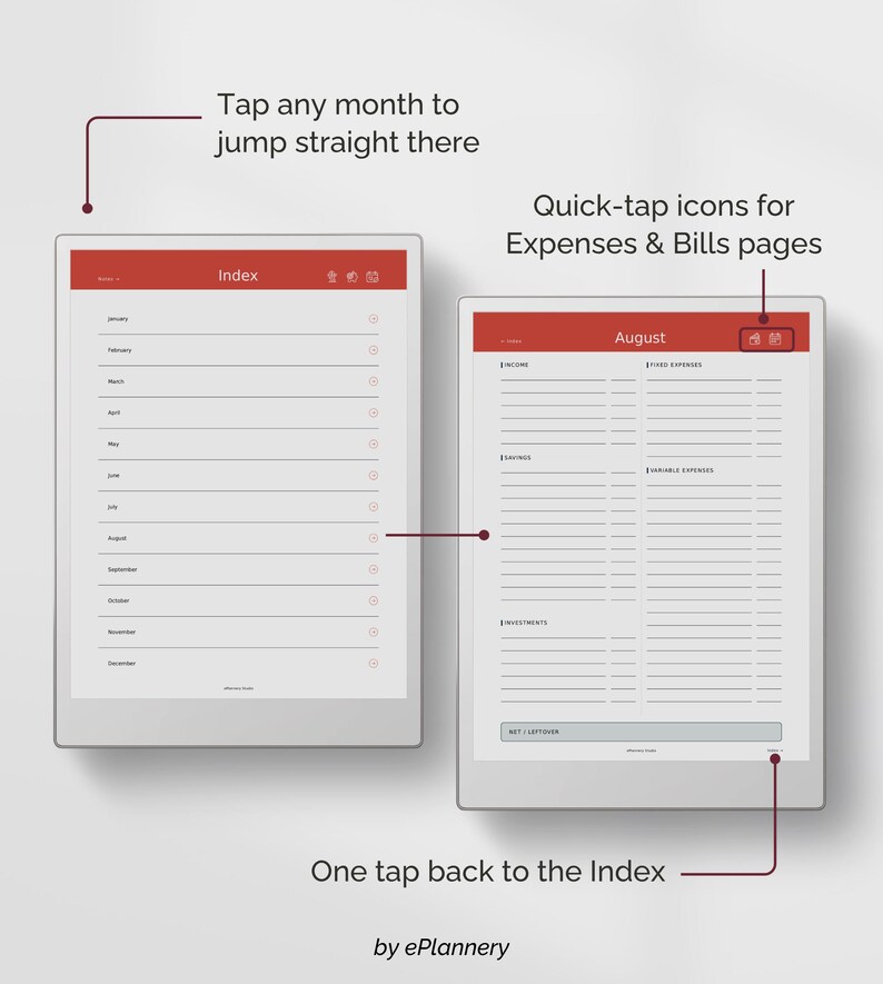 Budget Planner for Remarkable Paper Pro, Minimalist Monthly Finance ...
