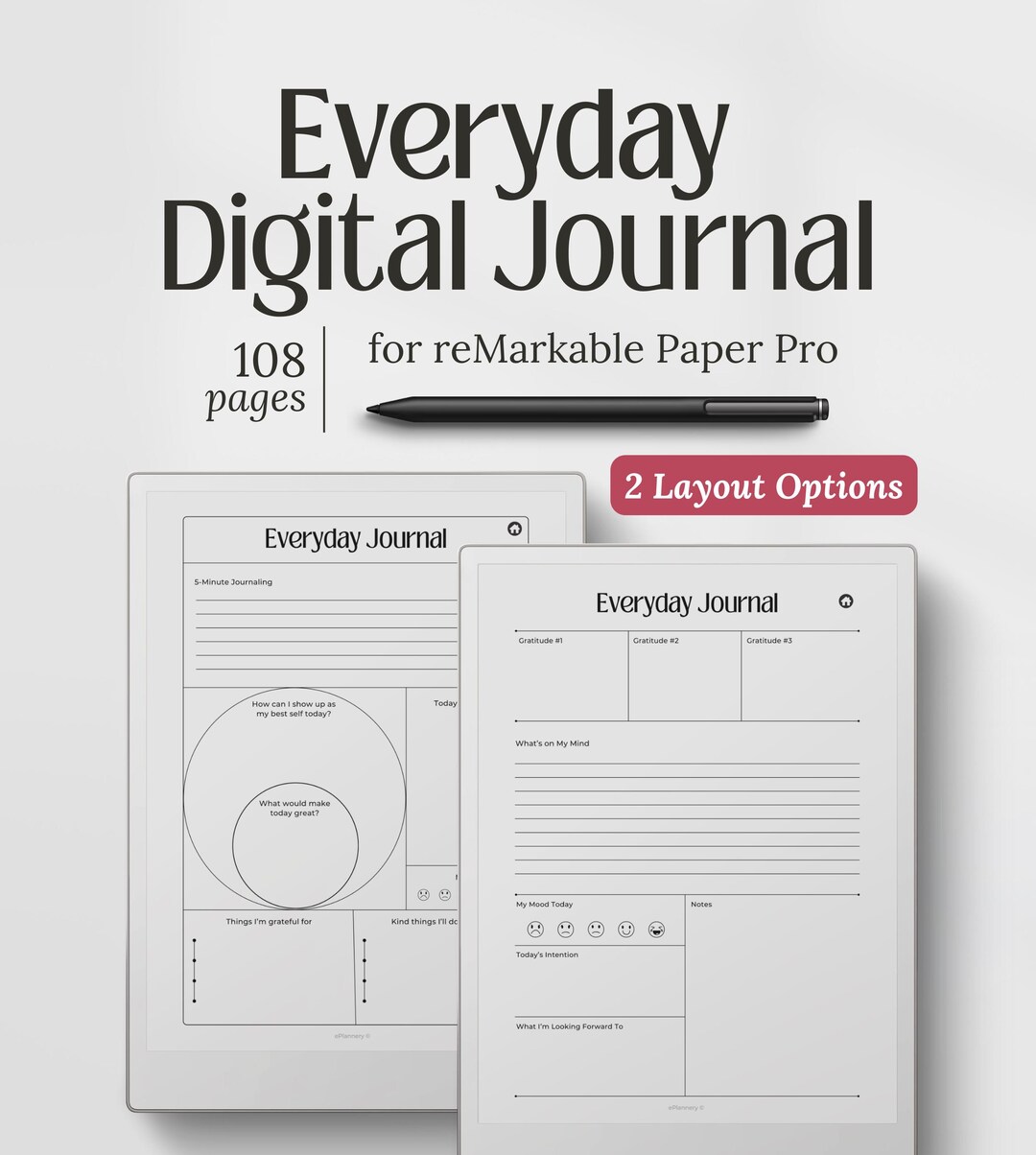 Templates for Remarkable Paper Pro, 100-page Journal, Gratitude Journal ...