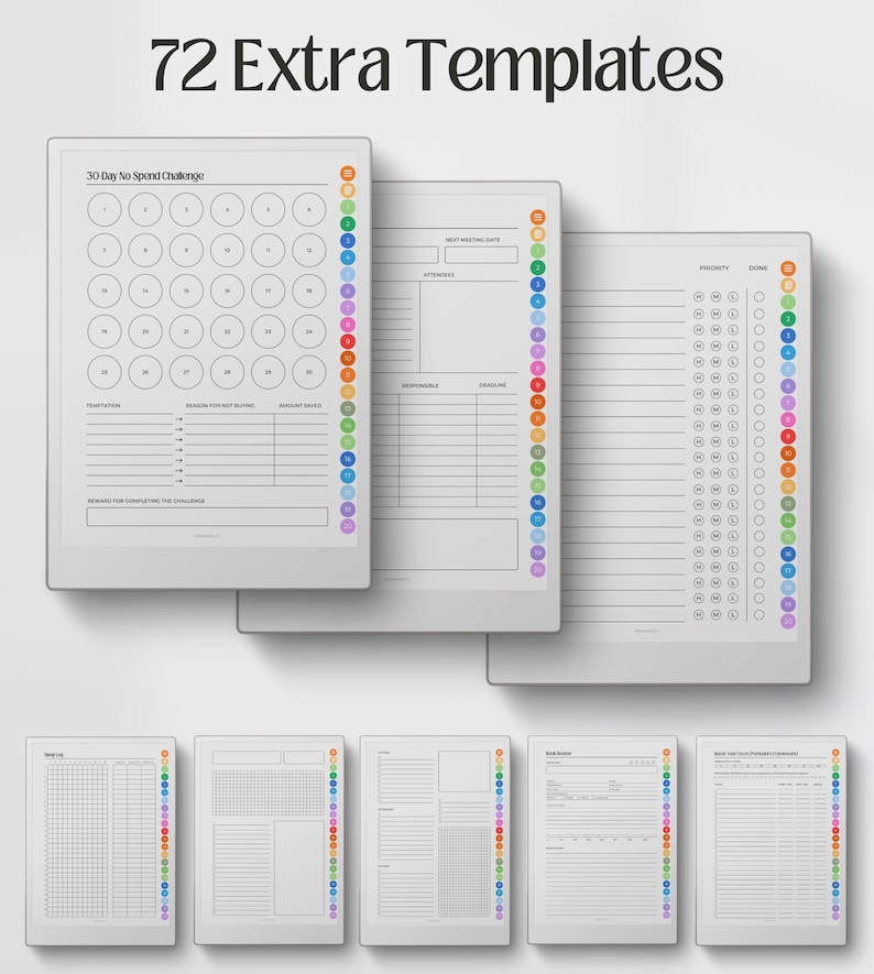 Templates for Remarkable Paper Pro, 150 Digital Notebook Pages for Note ...