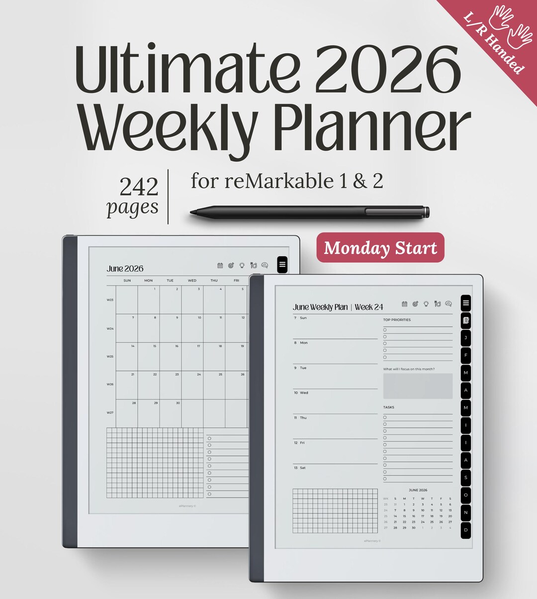 Templates for Remarkable 2, Simple PDF Pages for Planning, Productivity ...
