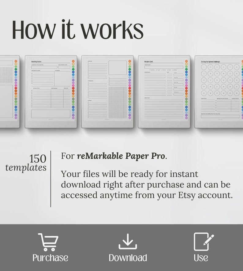 Remarkable Paper Pro Templates, 150 Digital Notebook Templates for Note ...