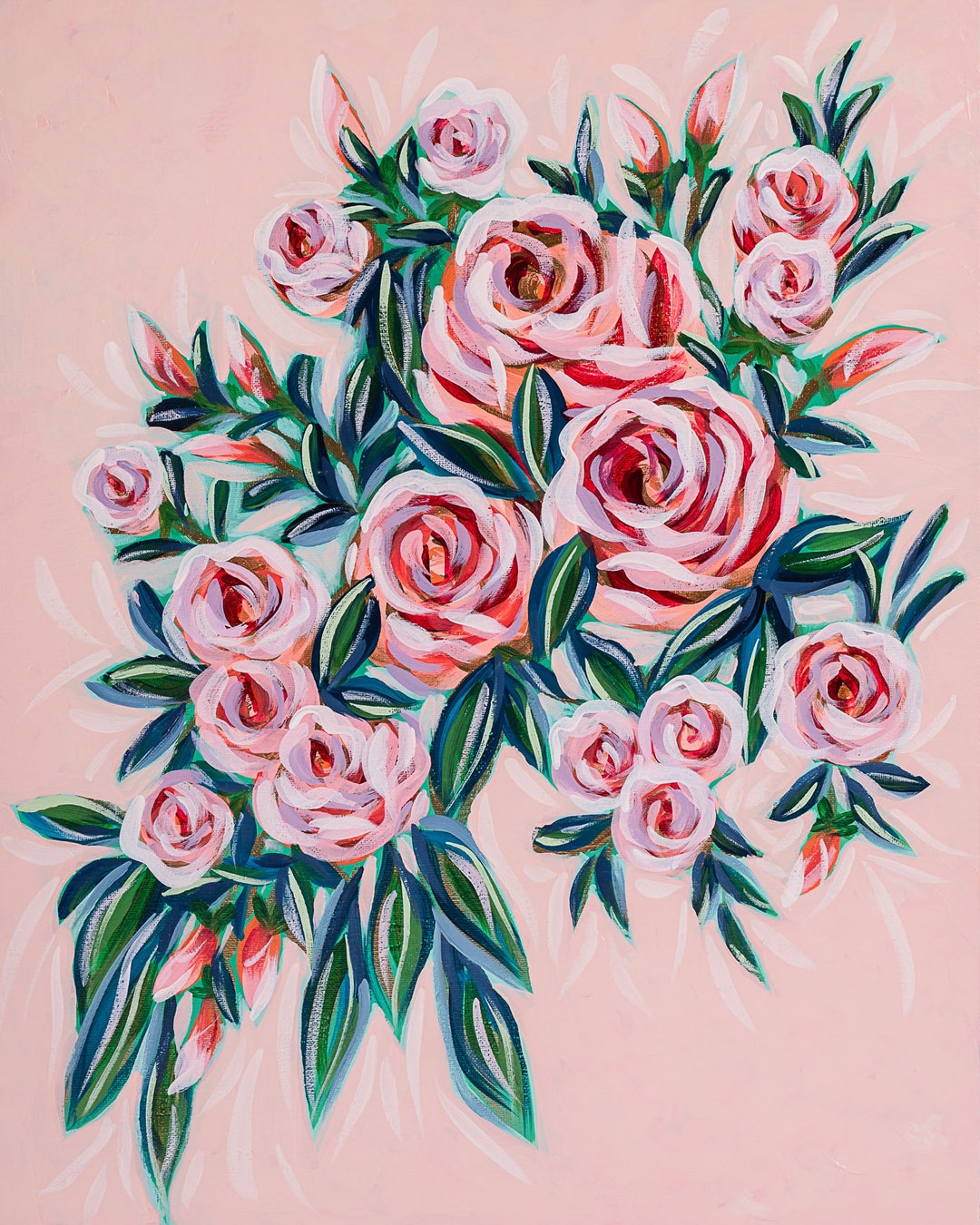 Rose Garden Reverie - Original Floral Art - 16x20" Acrylic Painting ...