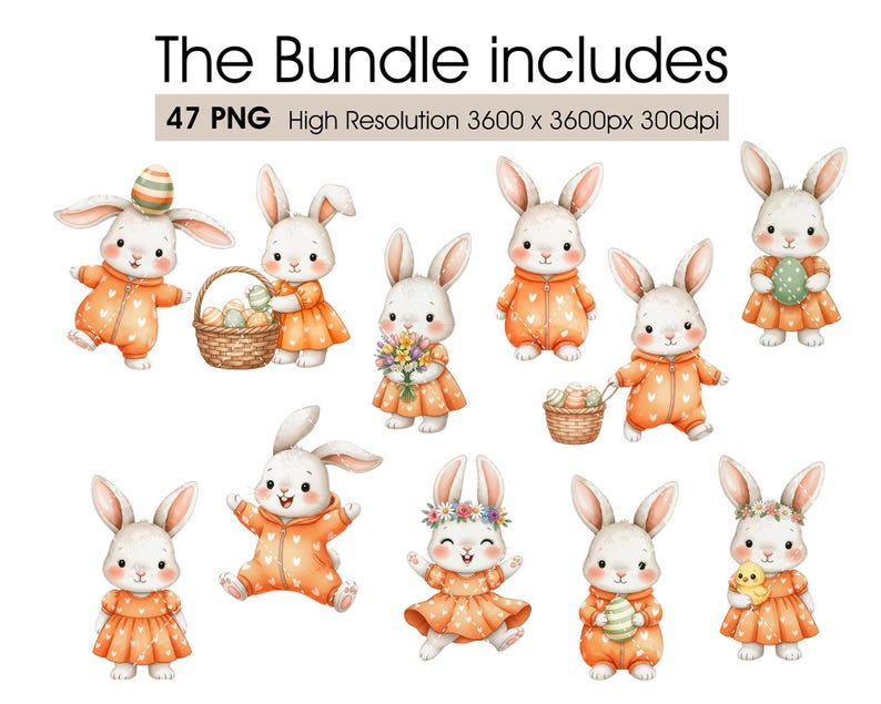 Easter Bunny Clipart - Carrot Costume Bunnies PNG, Eggs Baskets Carrots ...