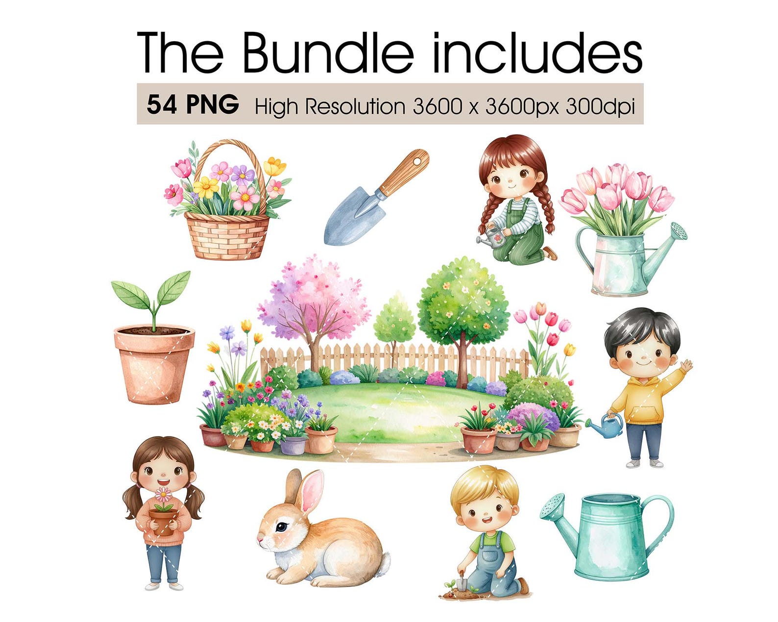 Spring Kids Clipart Bundle - Watercolor Kindergarten Children Spring ...