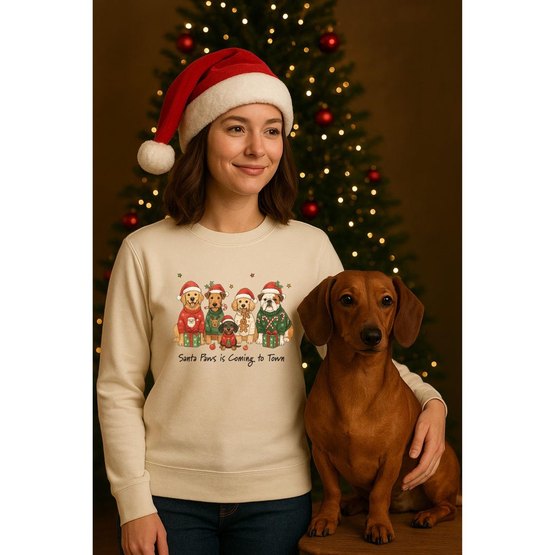 Santa Paws Christmas Dog PNG | Holiday Puppy Clipart (digital Download ...