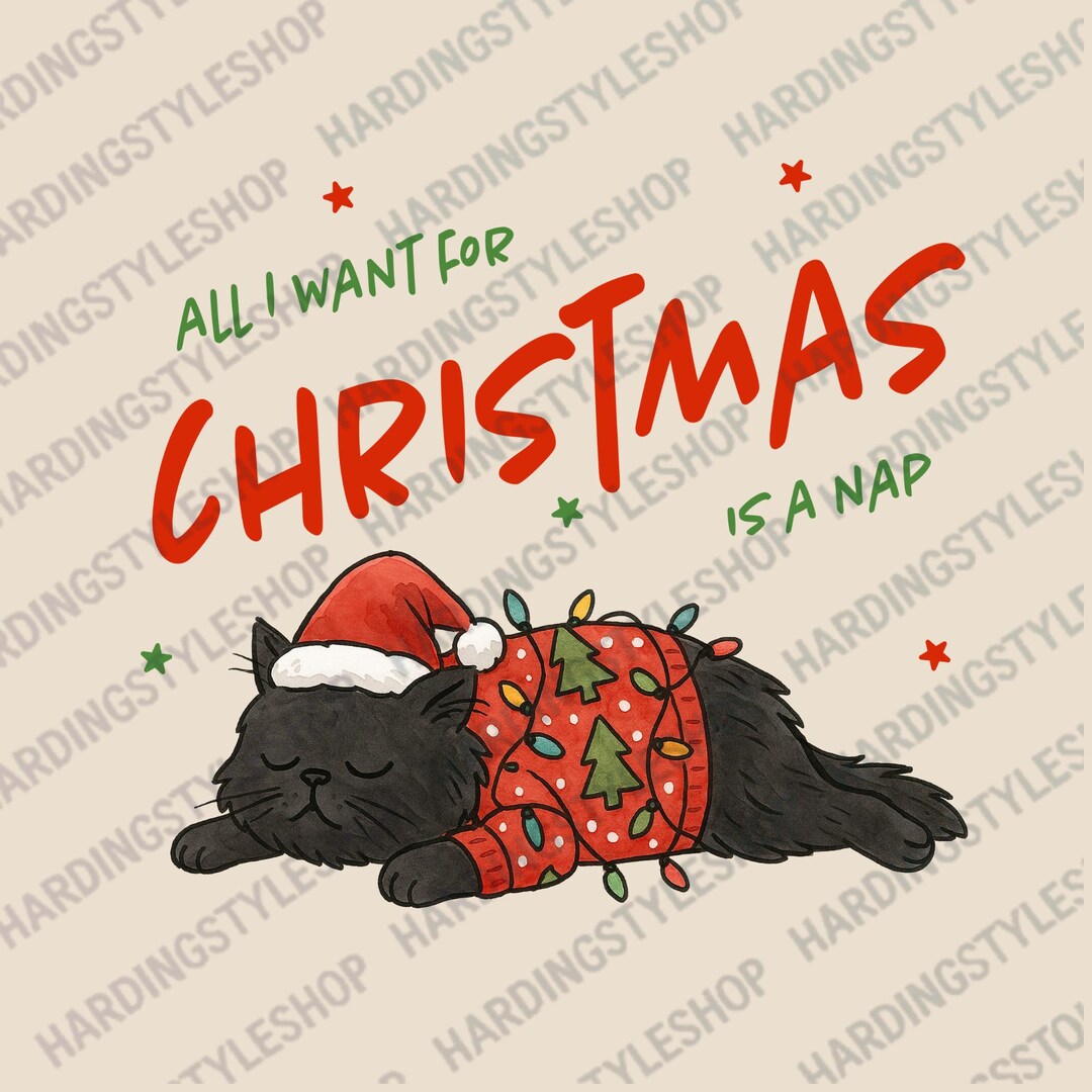Funny Christmas Cat Nap PNG, Holiday Clipart (digital Download) - Etsy