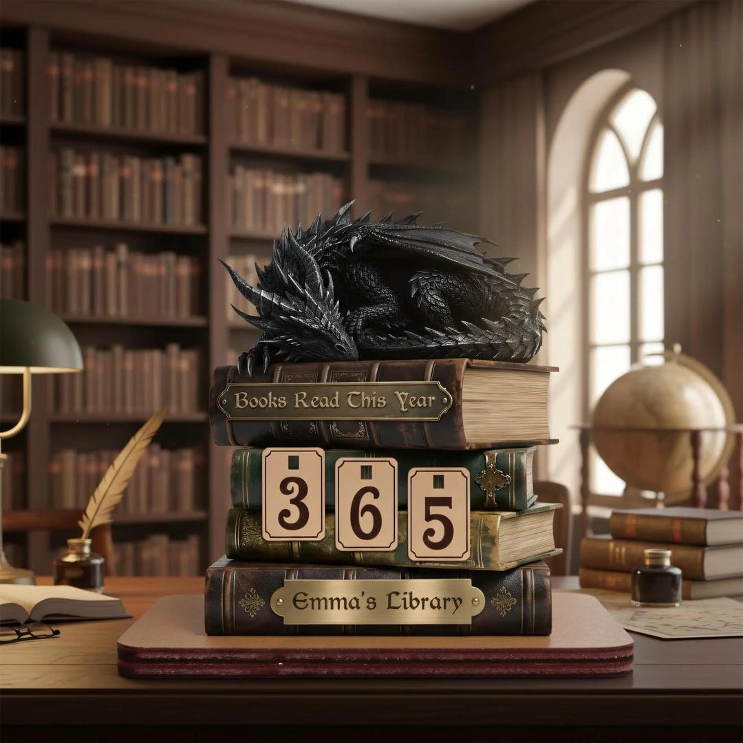 Personalized Fantasy Book Stack Sign, Dragon Books Read This Year 2D ...