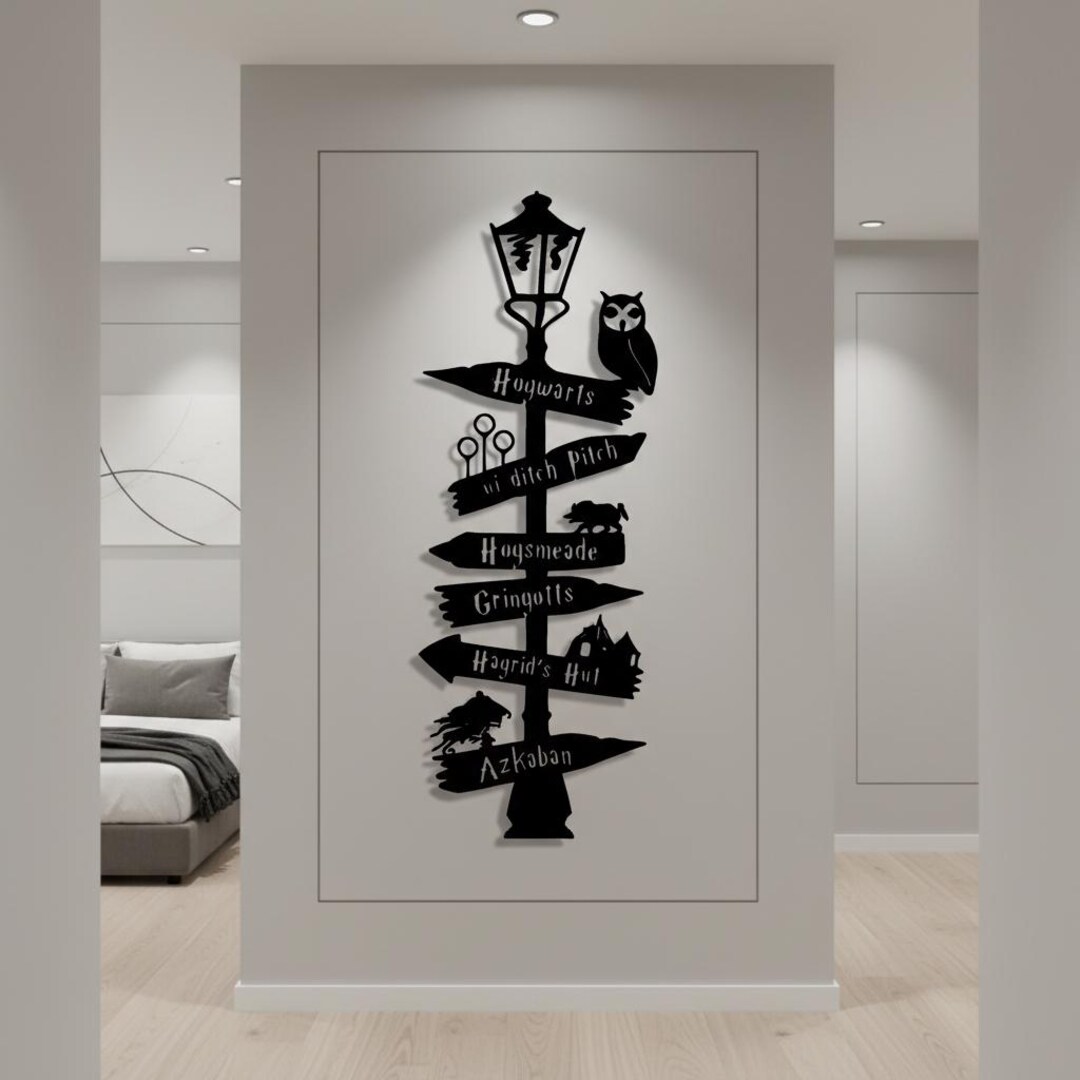 Wizard Direction Sign, Metal Fantasy Wall Art, Book Lover Decor, Metal ...