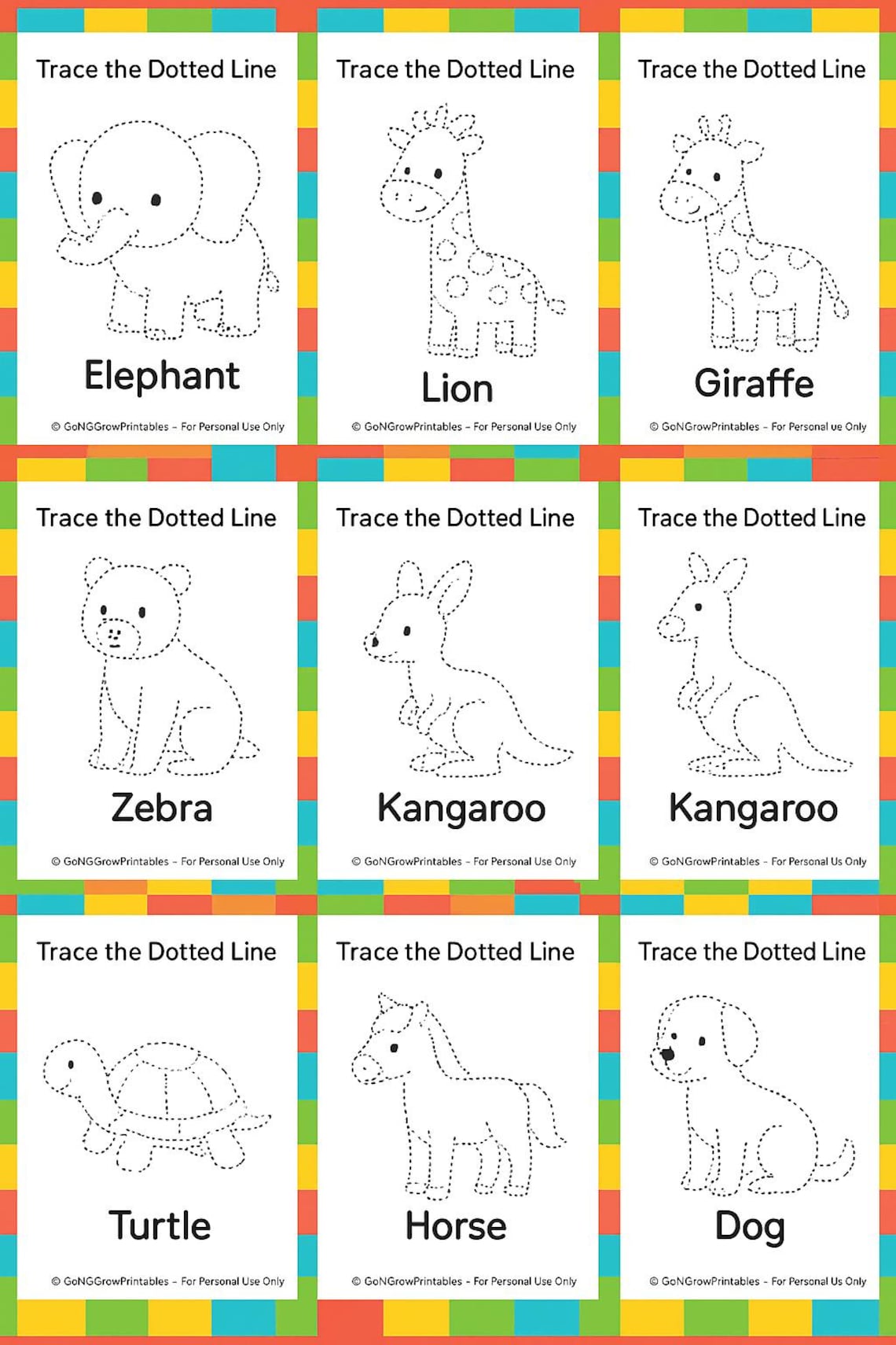 Animal Trace the Dotted Line for Kids - Preschool Learning Printables ...