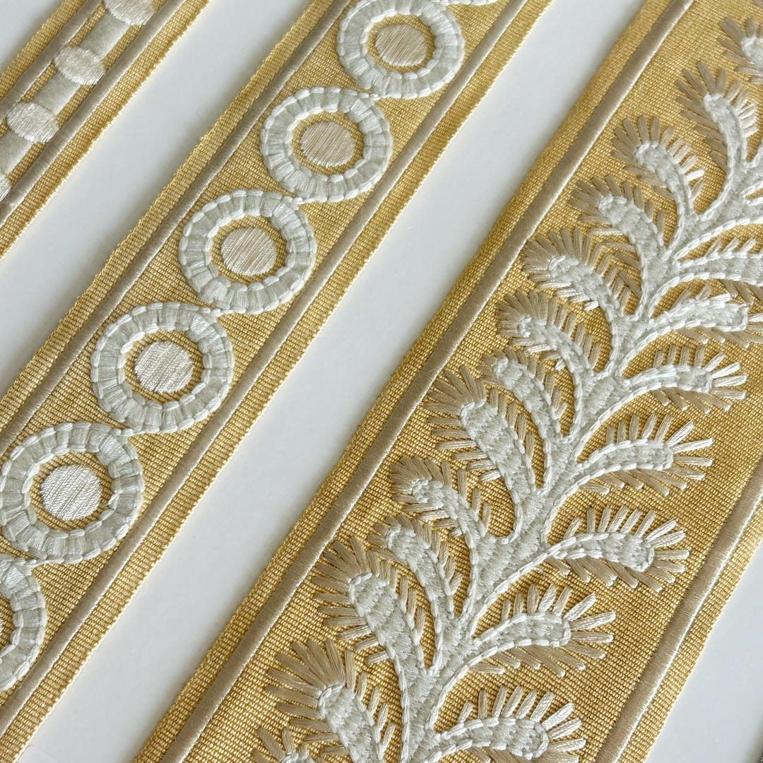 Embroidered Trims for Drapery, Curtain Tapes, Upholstery Ribbon, by the ...