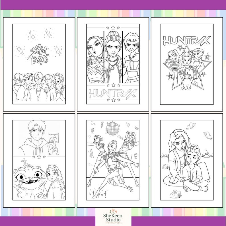 Kpop Demon Hunters Coloring Book PDF, 50 Anime Coloring Pages, Digital ...