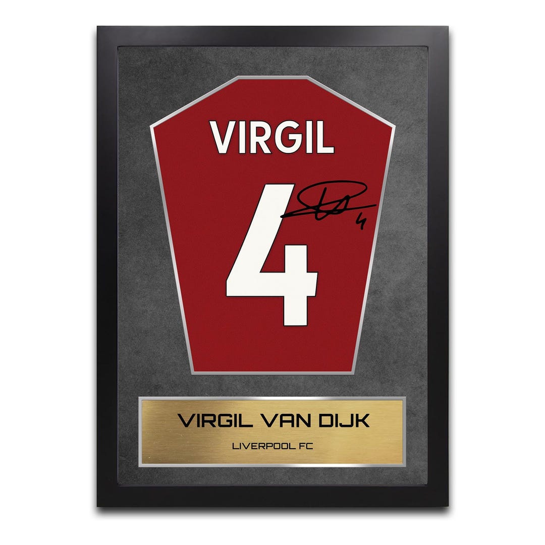 Virgil Van Dijk Liverpool Shirt Display Framed - Autograph Print ...
