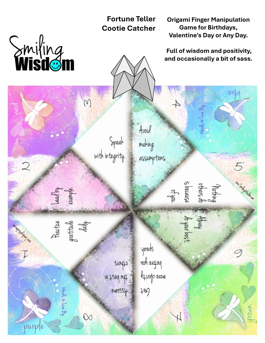 1 Printable Words to Live by Cootie Catcher Games | Wisdom for Kids ...