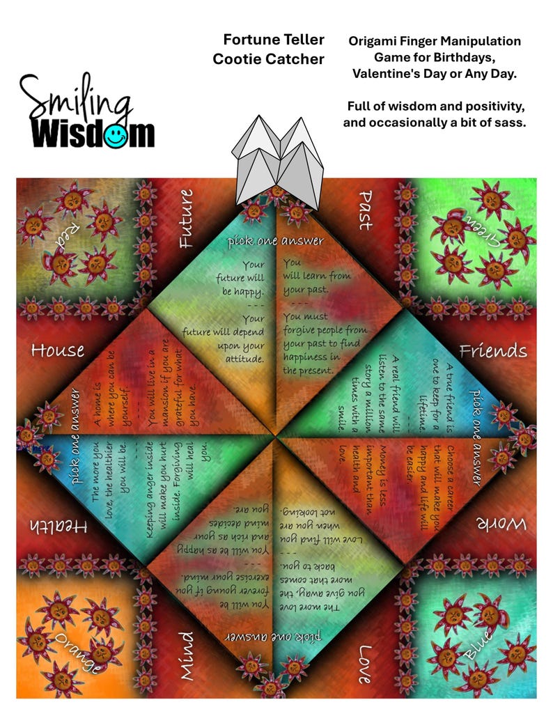 1 Printable Stars Fortune Teller Game | Wisdom and Positivity | Kids ...