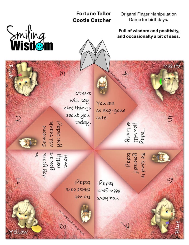 1 Printable Dog Cootie Catcher Game | Wisdom Positivity | Kids & Teens ...
