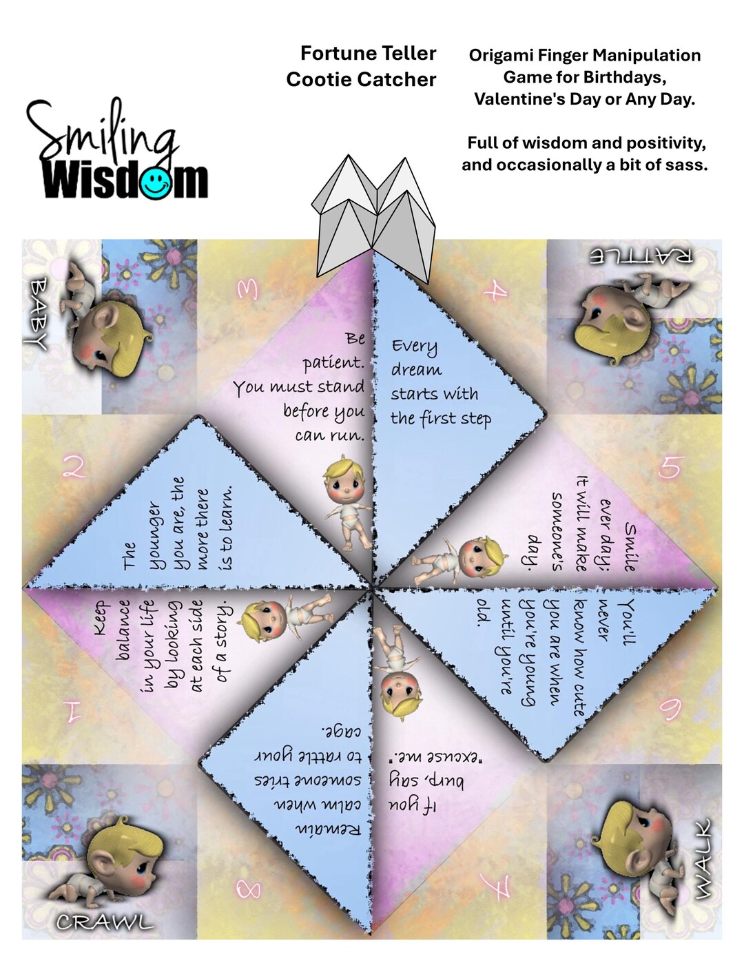 1 Printable Baby Fortune Teller Game | Wisdom and Positivity | Kids ...