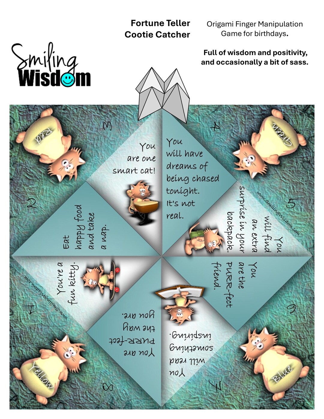 1 Printable Fat Cat Cootie Catcher Game | Wisdom Positivity | Kids ...