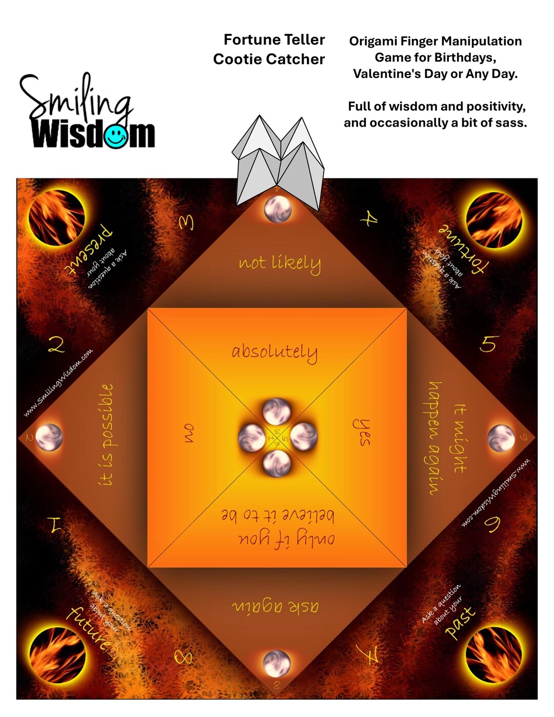 1 Printable Fire Fortune Teller Game | Wisdom and Positivity | Kids ...