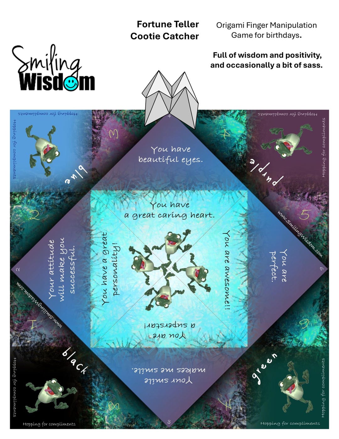 1 Printable Frog Cootie Catcher Game | Wisdom Positivity | Kids & Teens ...