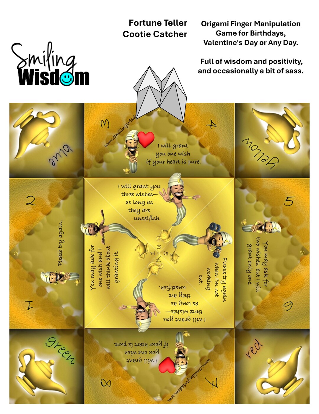 1 Printable Genie Fortune Teller Game | Wisdom and Positivity | Kids ...