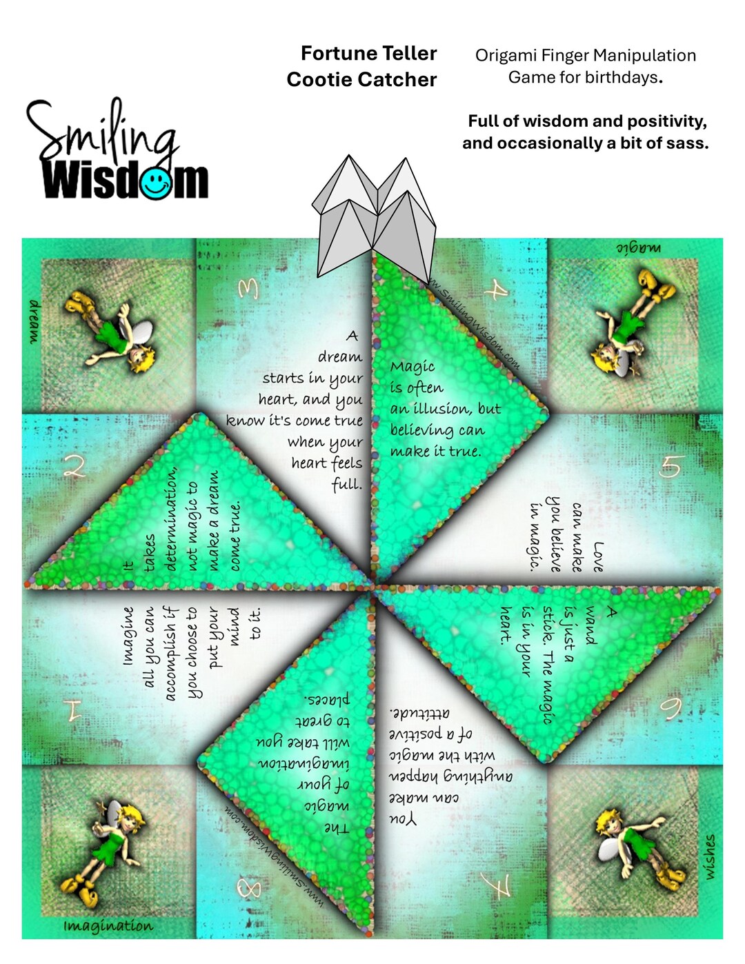 1 Printable Fairy Cootie Catcher Game | Wisdom and Positivity | Kids ...