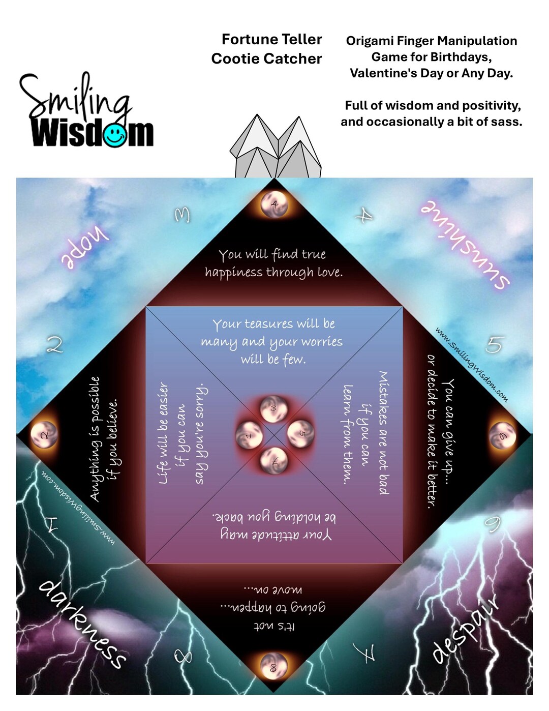 1 Printable Storm Fortune Teller Game | Wisdom and Positivity | Kids ...