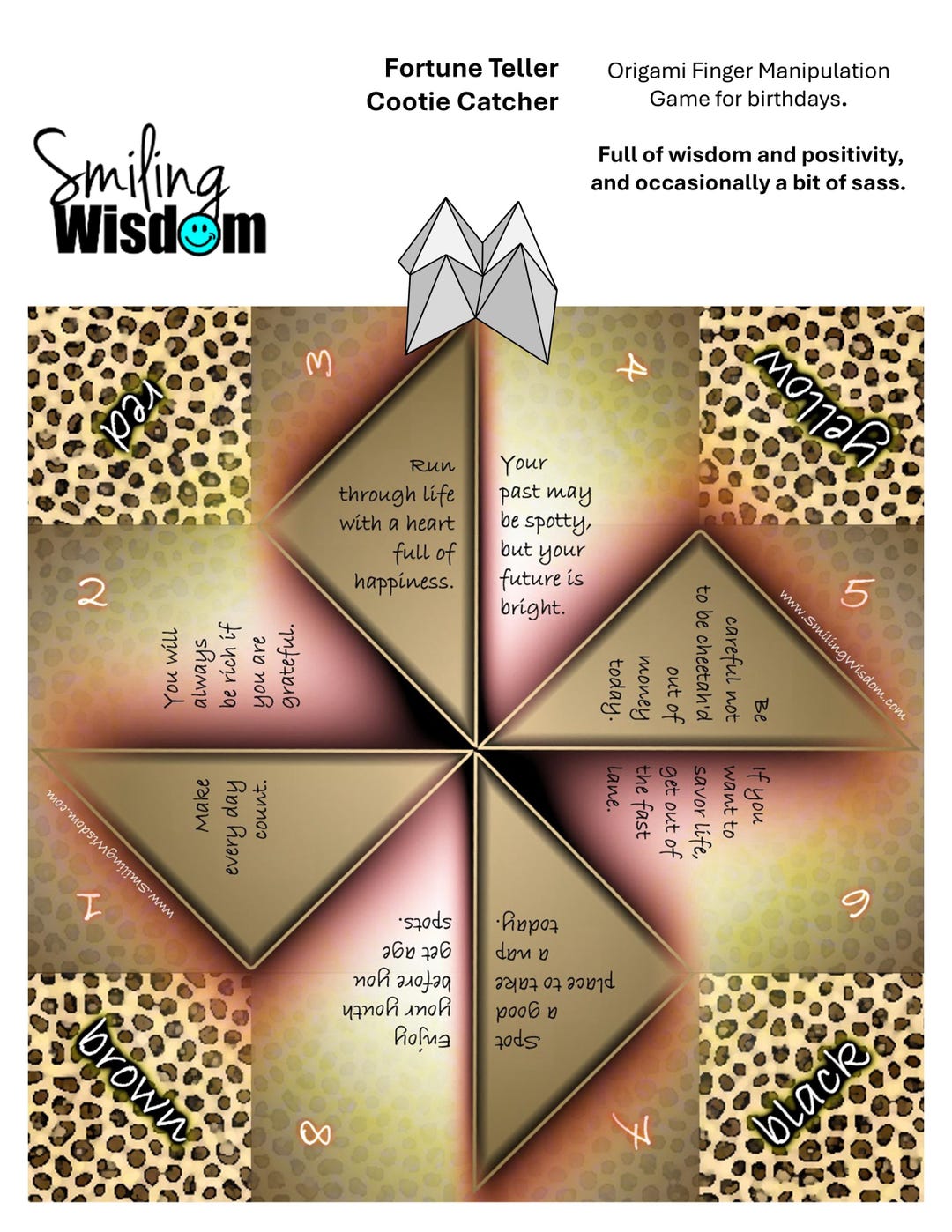 1 Printable Pink Leopard Print Fortune Teller Cootie Catcher Game ...