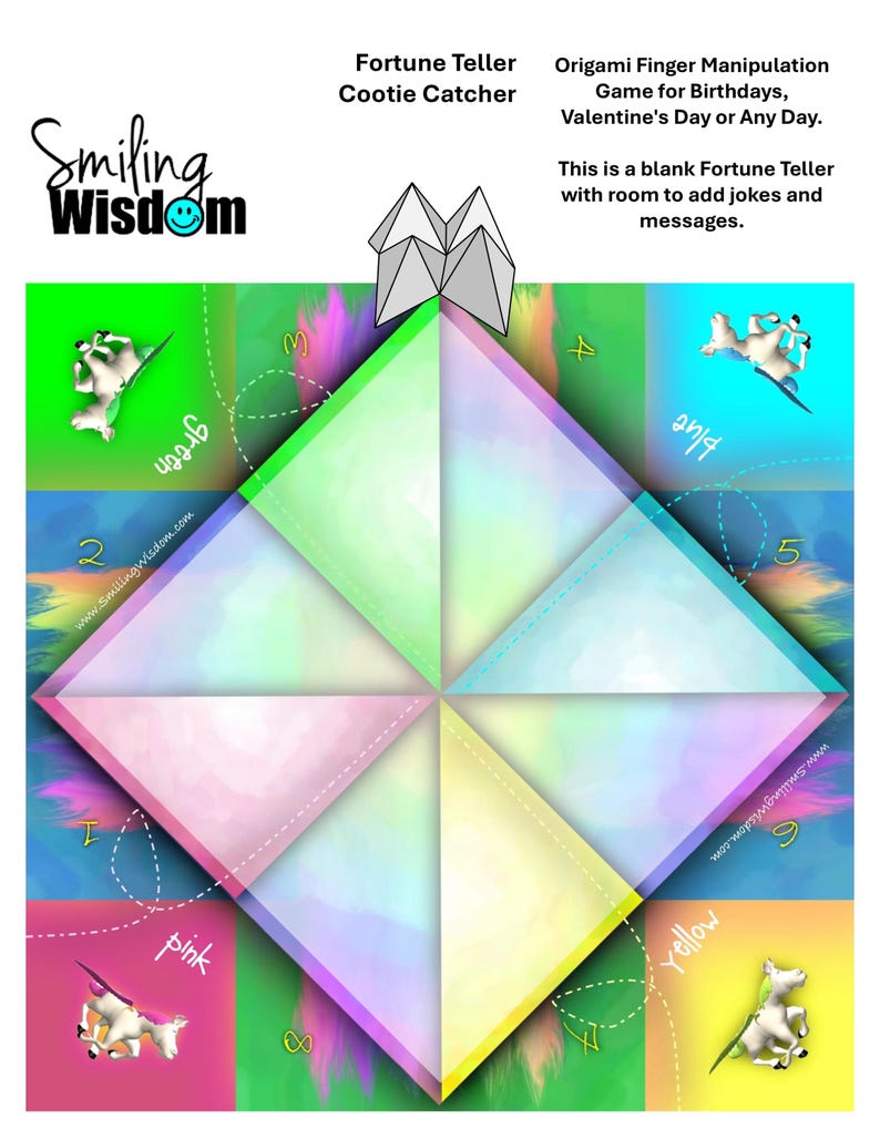 1 Printable Pegasus Fortune Teller Game | Blank | Kids & Teens Activity ...