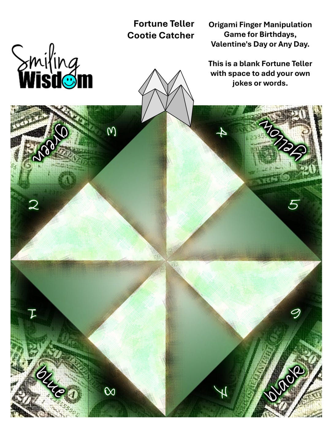 1 Printable Money Fortune Teller Game | Blank | Kids & Teens Activity ...
