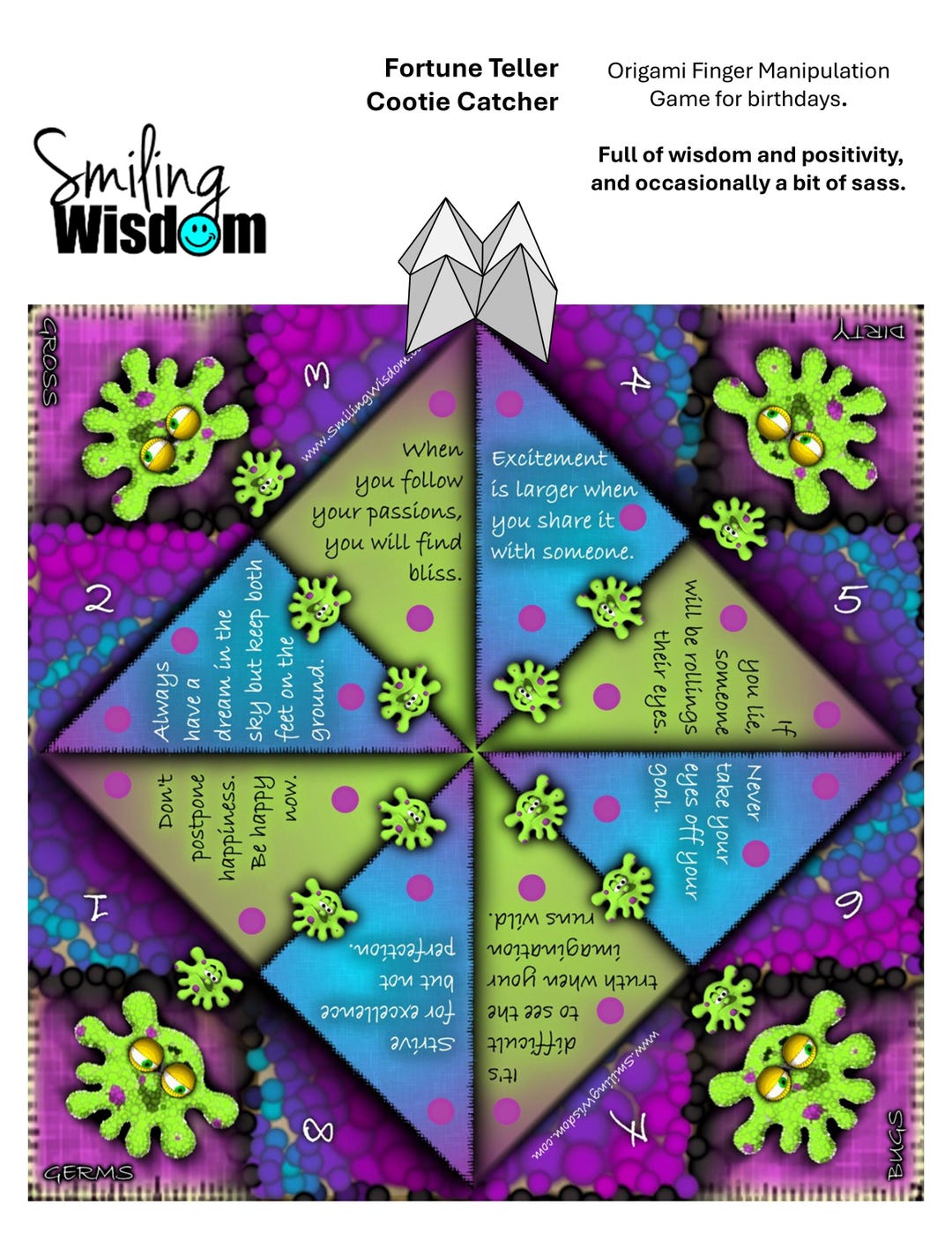 1 Printable Monster Splat Cootie Catcher Game | Wisdom Positivity ...