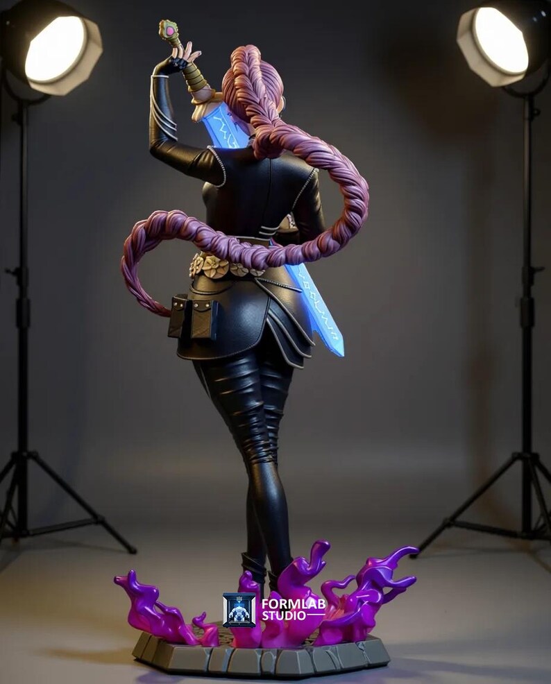 Rumi Inspired K-pop Demon Hunter Warrior Figure Magic Sword Purple ...