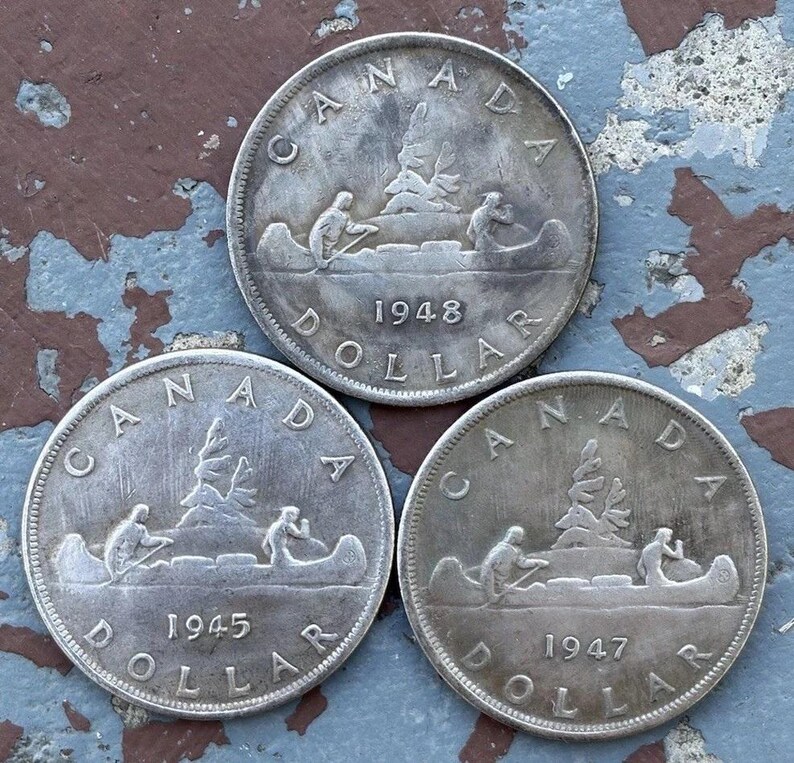 Canada Dollar Coin Trio 1945–1948 | Post War Era Canadian Currency ...