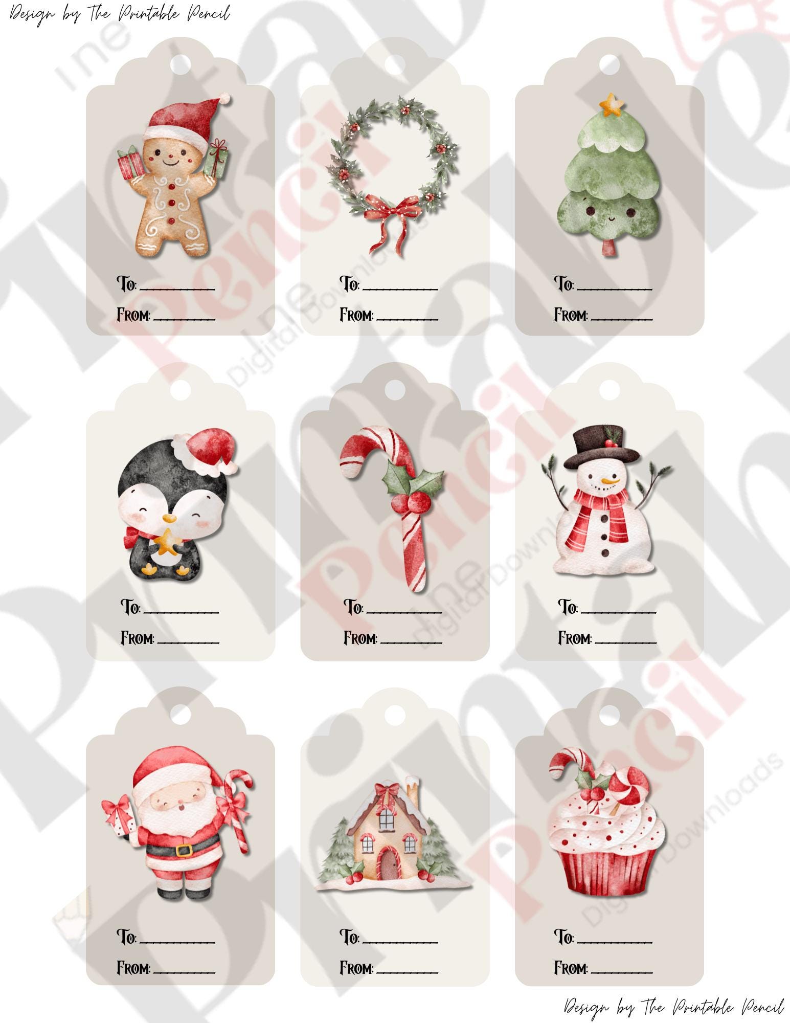 Printable Christmas Gift Tags: 27 Festive Designs (digital Download) - Etsy