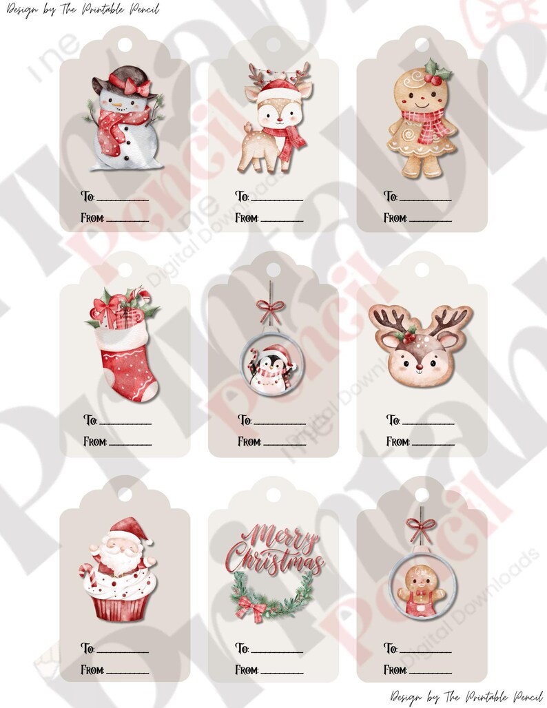Printable Christmas Gift Tags: 27 Festive Designs (digital Download) - Etsy