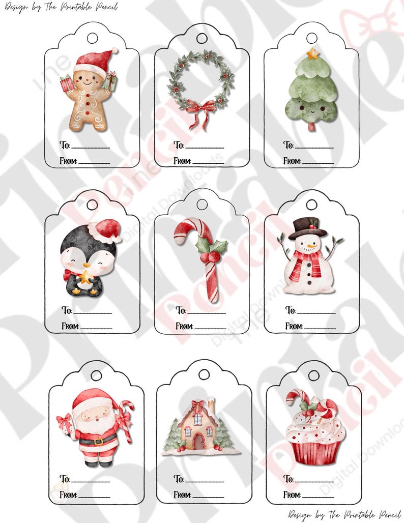 Printable Christmas Gift Tags: 27 Festive Designs (digital Download) - Etsy