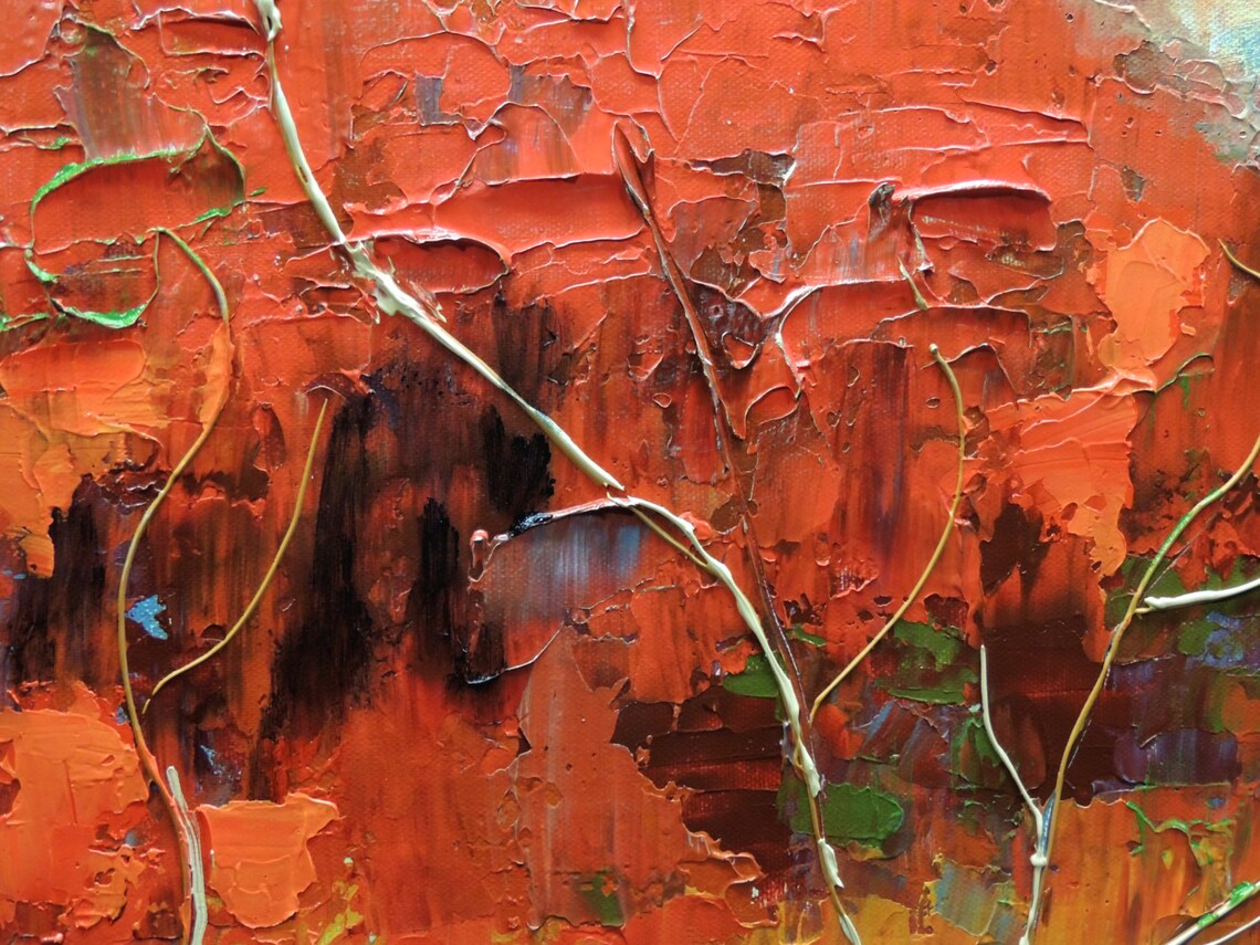 Abstract Tree Impasto Large 24x48 Fine Art Texture Palette Knife Oil ...