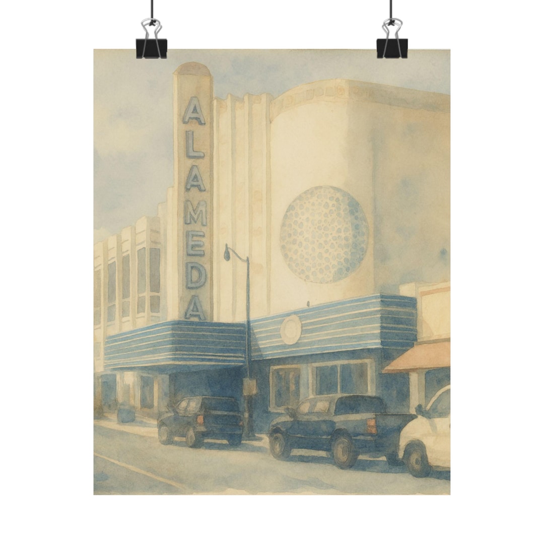 Alameda Theater Watercolor Poster - Etsy