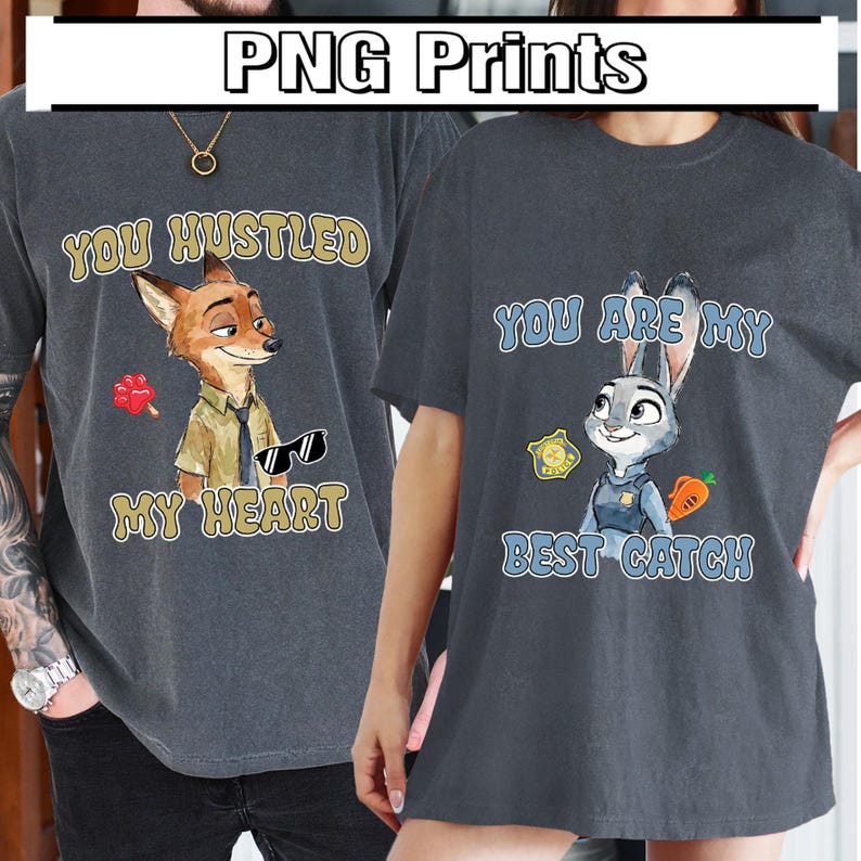 Zootopia Judy and Nick Png, Couple Matching Png,retro Zootropolis ...