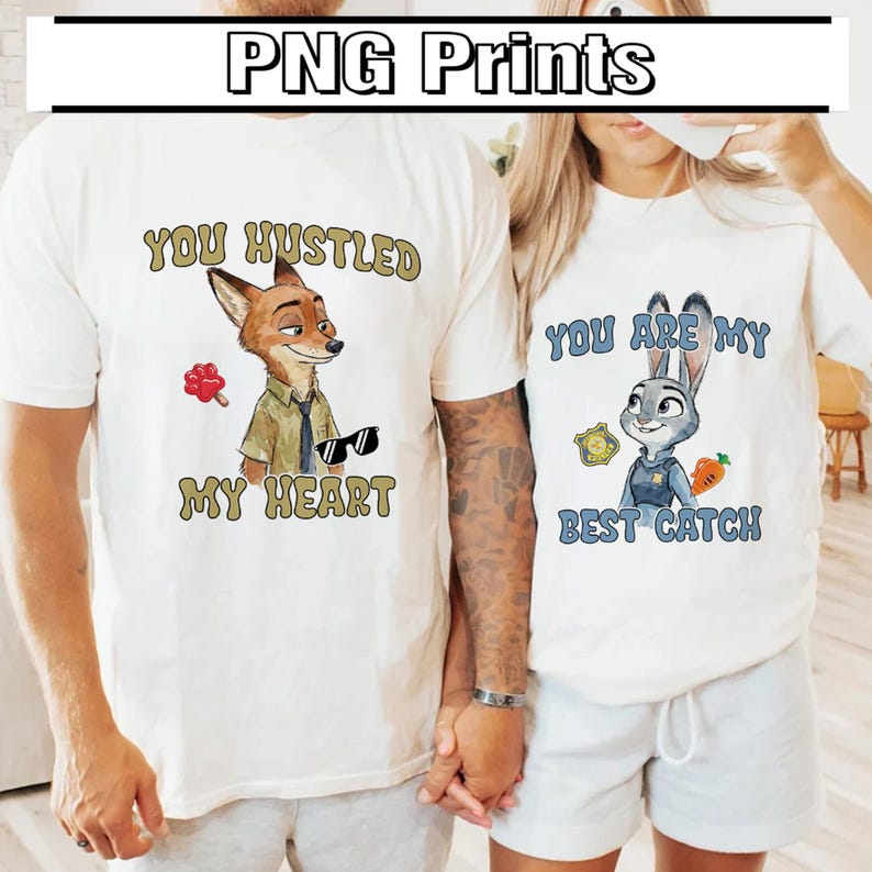 Zootopia Judy and Nick Png, Couple Matching Png,retro Zootropolis ...