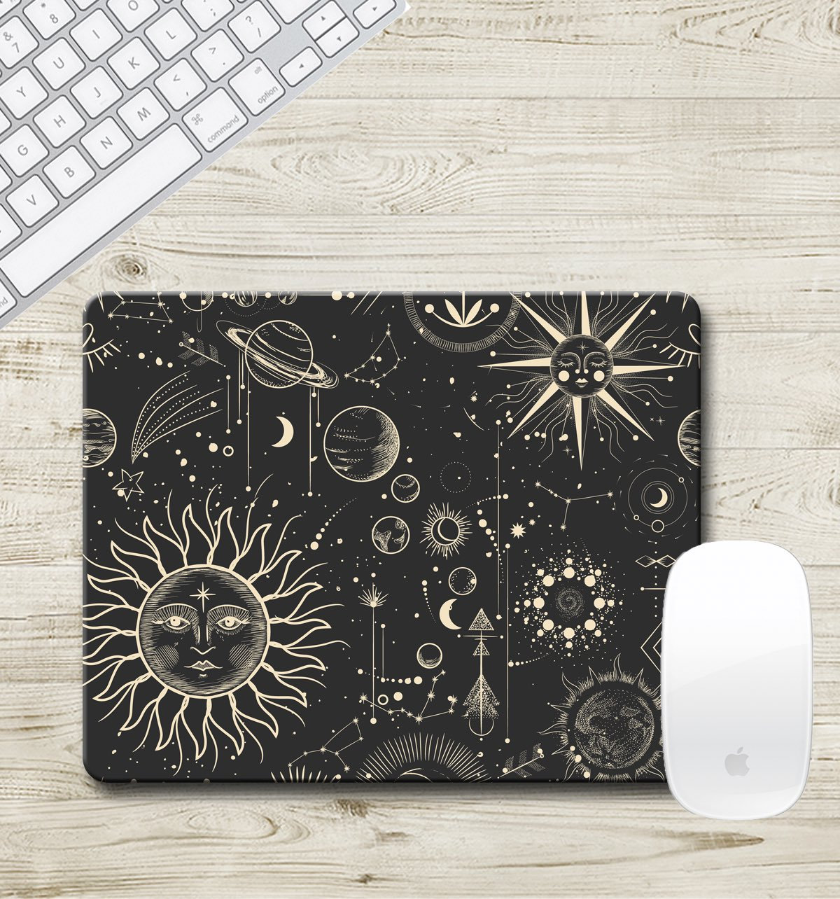 Mouse Pad Celestial Pattern Sun and Moon Mouse Pad, Rectangle Mouse Mat ...