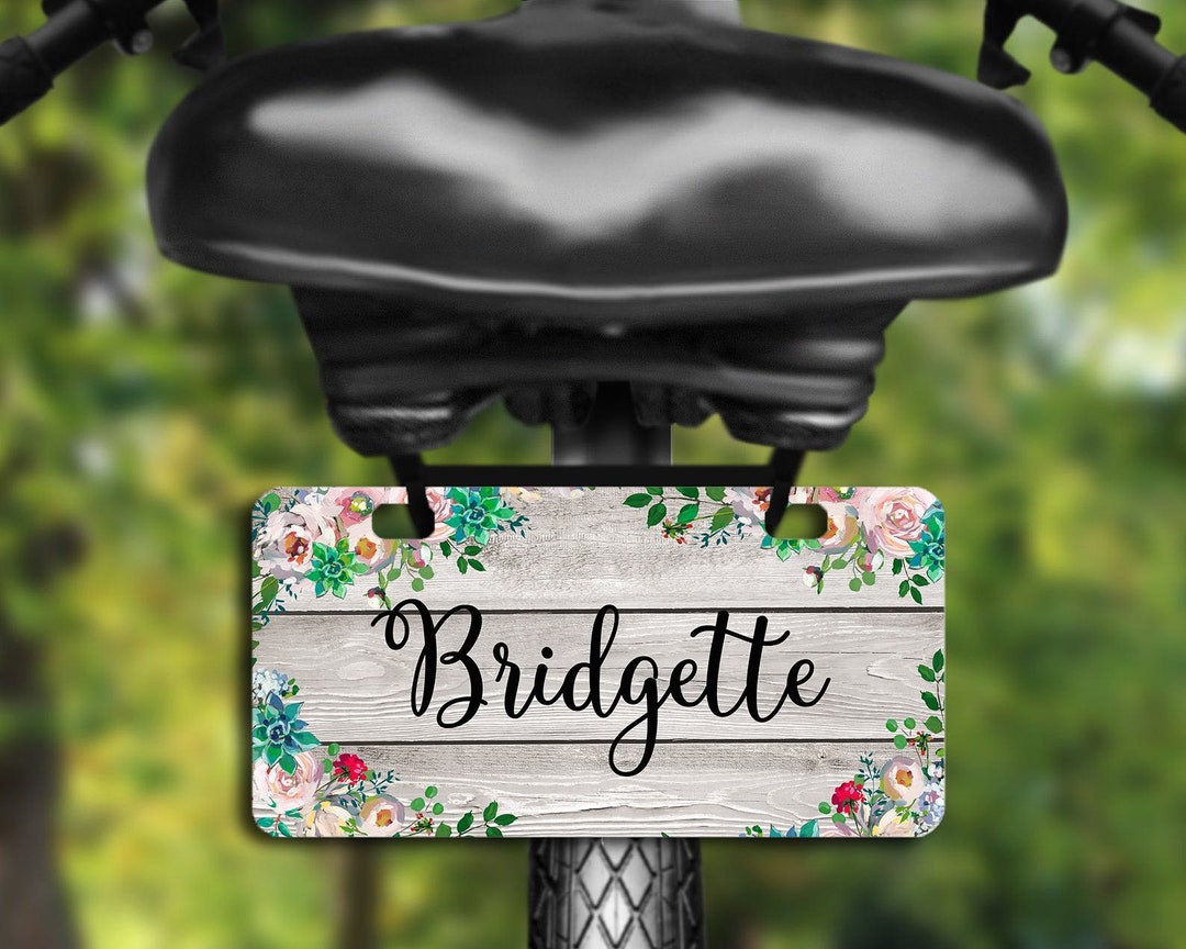 Wood Floral Bike Plate, Mini License Plate, Personalized Bike Plate ...